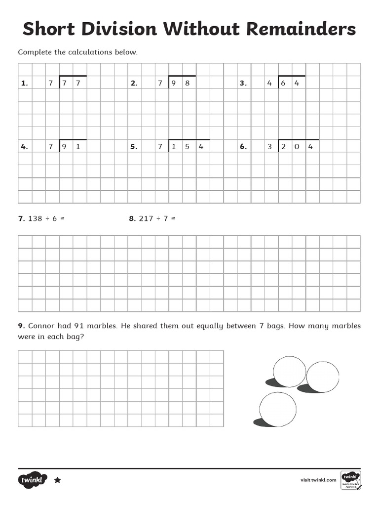 Short Division Practice Worksheets | PDF