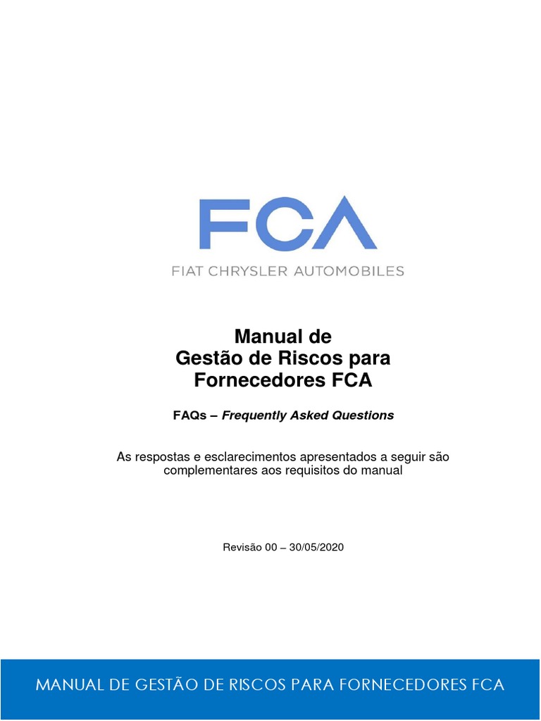 Anexo E - FAQs Manual de Gestão de Riscos FCA - 3 Edição1 | PDF ...