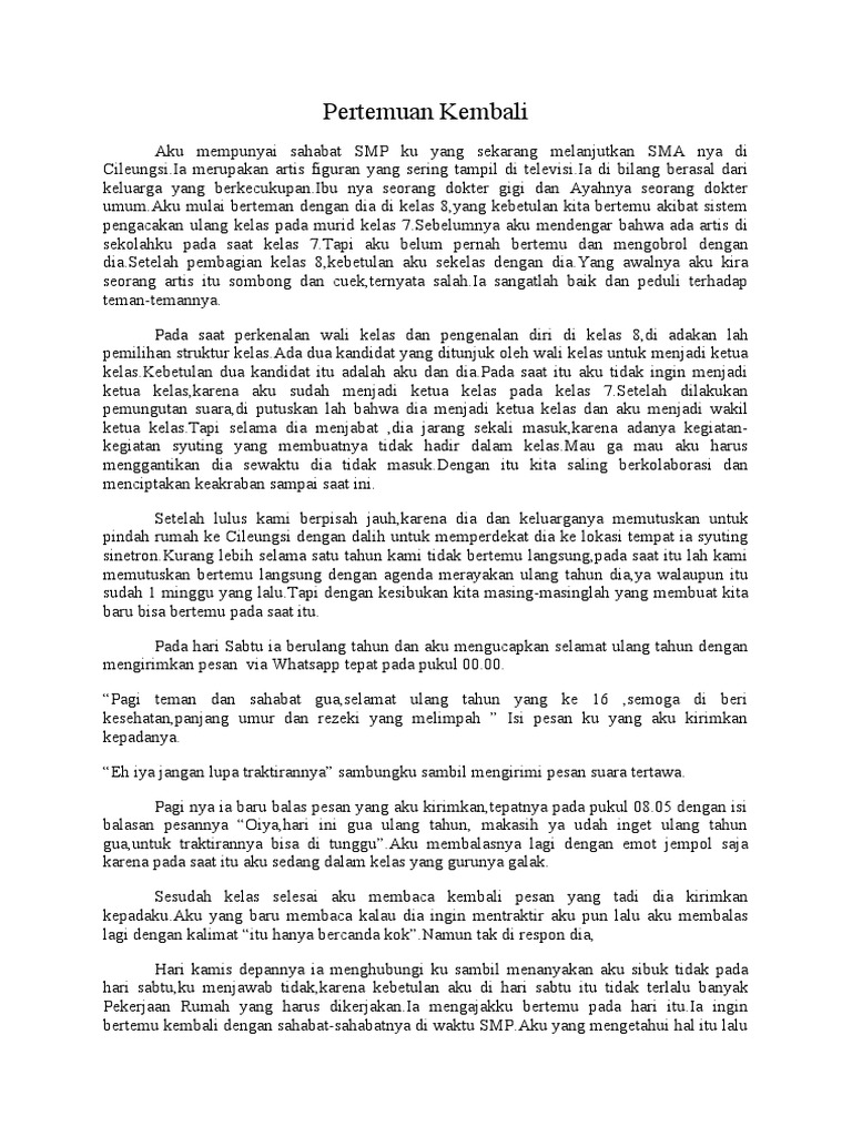 Cerpen Pertemuan Kembali | PDF