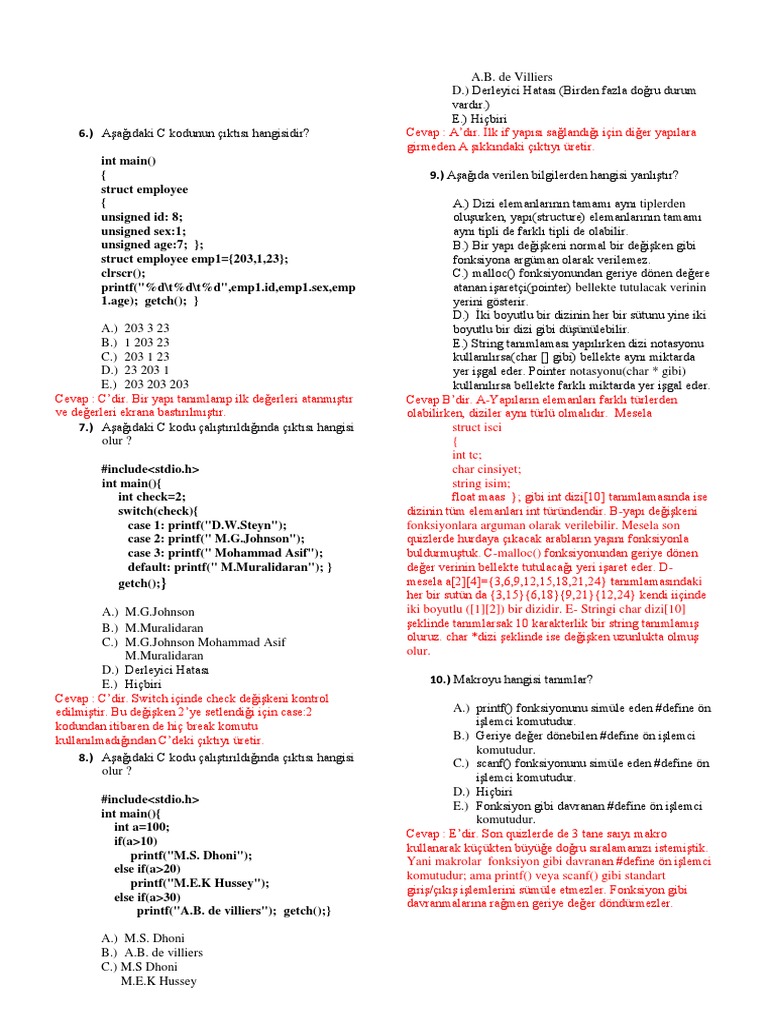 Bilgisayar Mühendisliği Programlama 2 Dersi Final Sınavı 2 | PDF