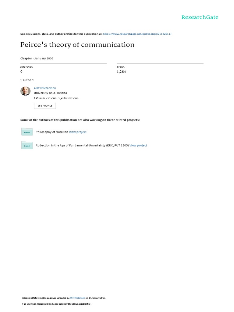 Pierce Theory Communication | PDF | Charles Sanders Peirce | Semiotics