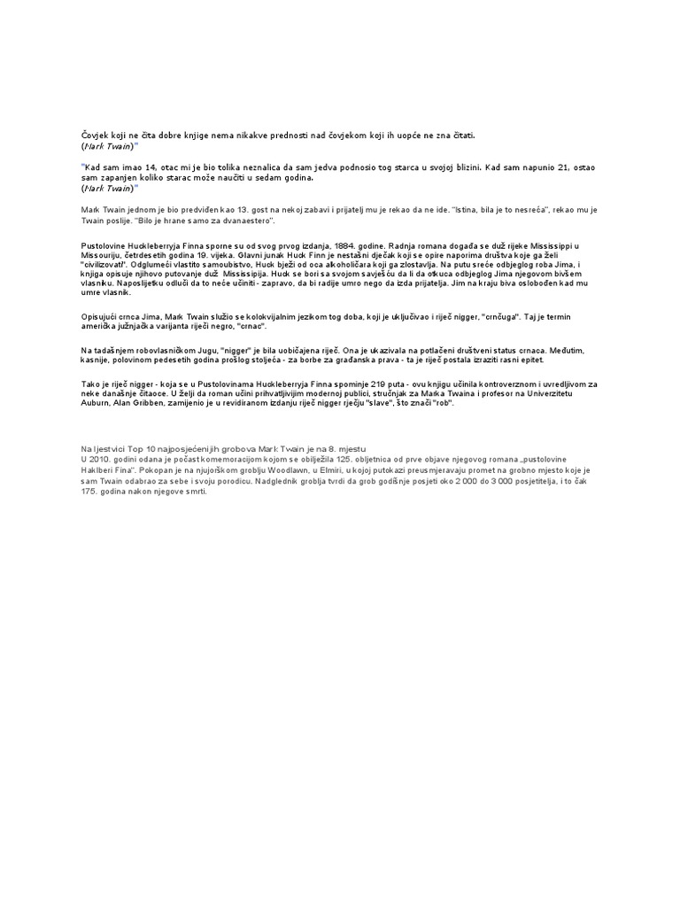 Mark Tven Zanimljivosti | PDF