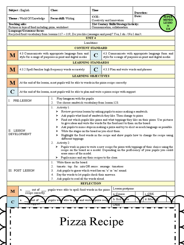 Lesson 124 | Download Free PDF | Pizza | Vocabulary