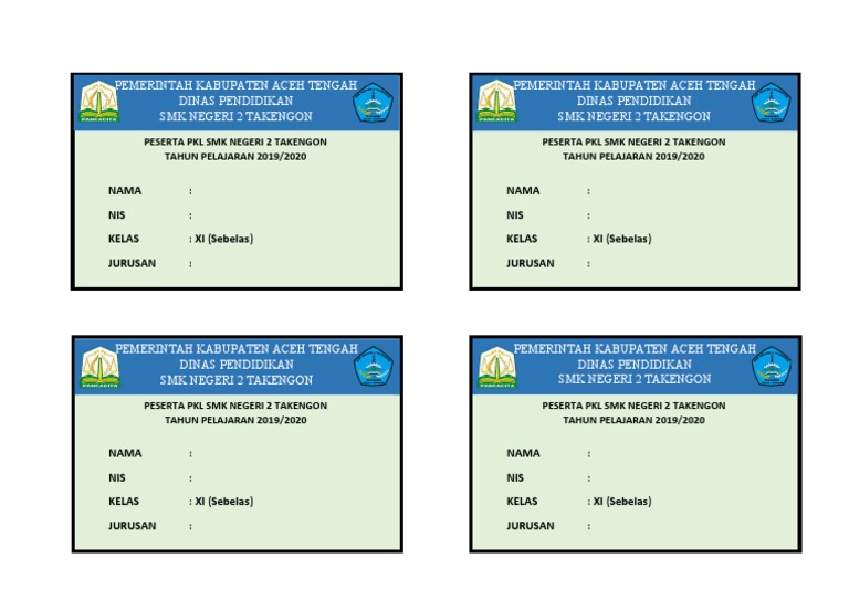 ID Card Peserta PKL SMK 2019/2020 | PDF | Sains & Matematika