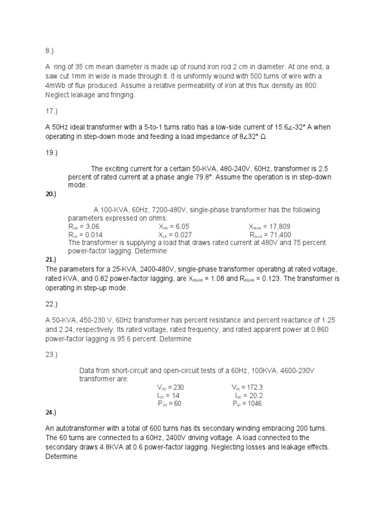 Exam em - 2 | PDF | Transformer | Electrical Impedance