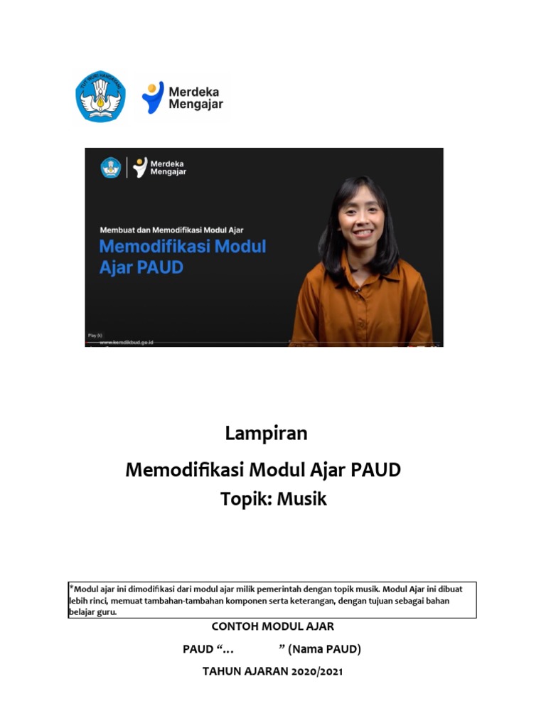Modul Ajar Musik untuk PAUD 3-6 Tahun | PDF | Seni