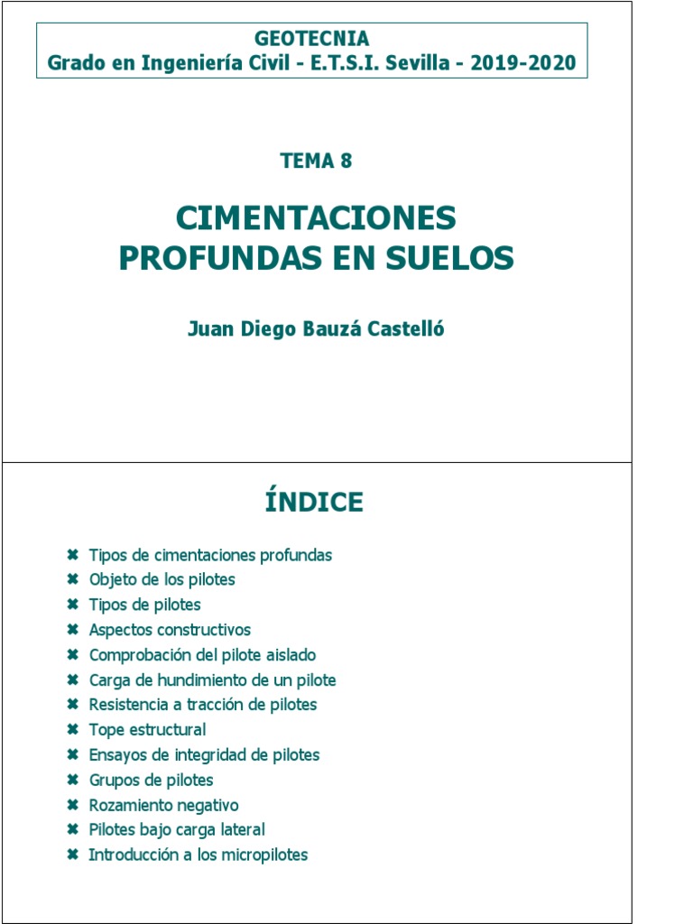 8 - Cimentaciones Profundas en Suelos | PDF