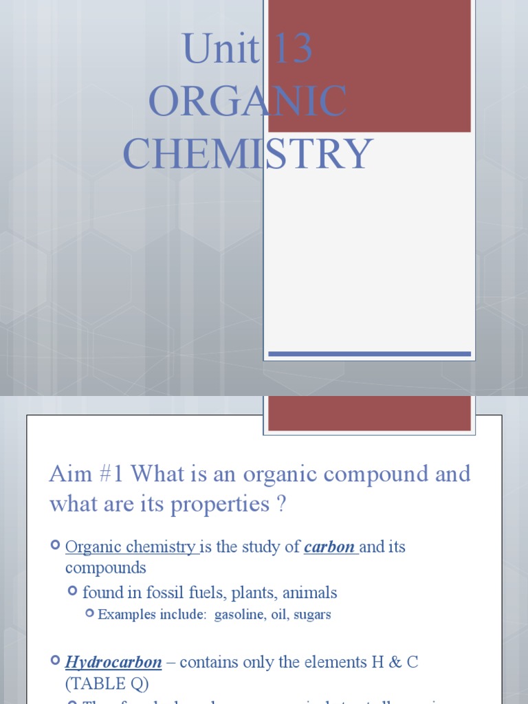 Unit 14 - Organic Chemistry | PDF | Chemical Compounds | Alkene