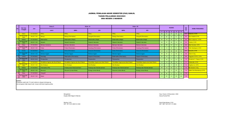 11 - Jadwal Ulangan Dan Pengawas | PDF