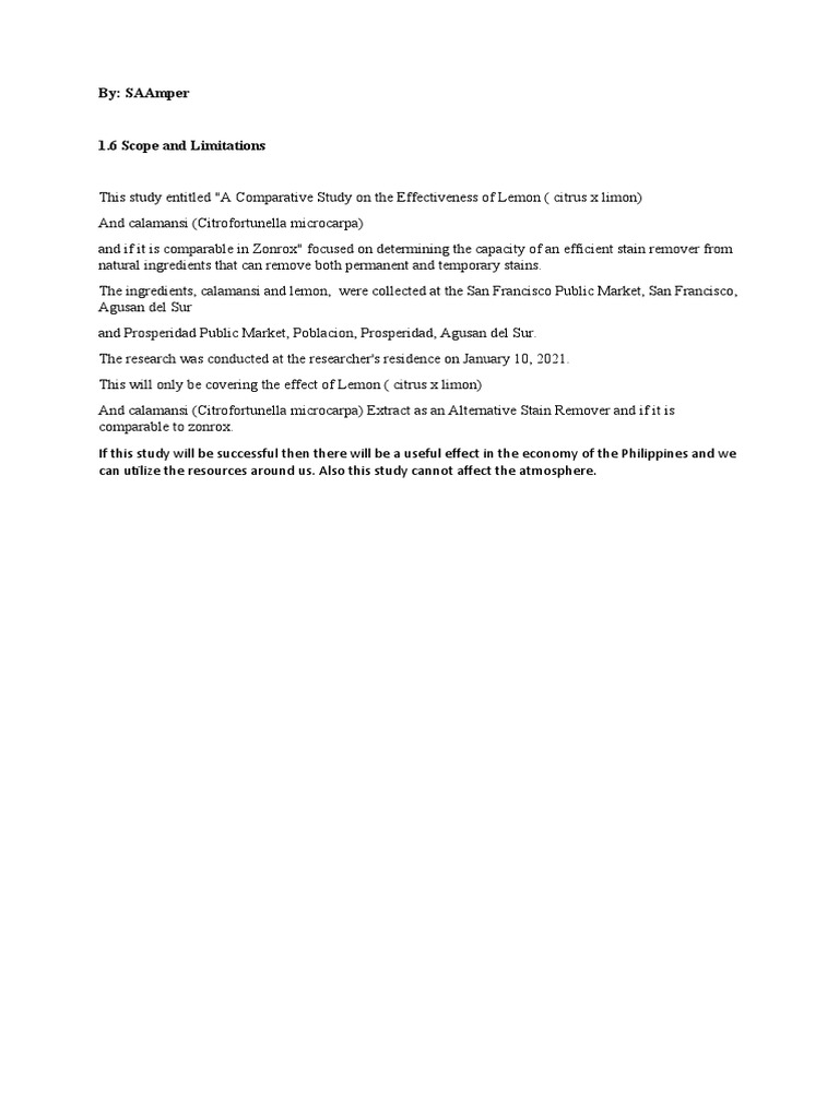 Scope and Limitation | PDF