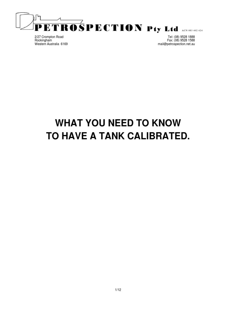 Tank Calibration | PDF | Calibration | Volume