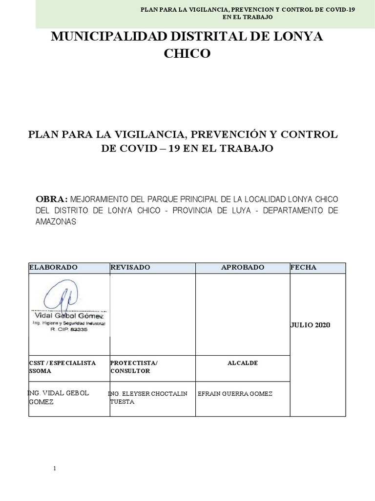 Plan Covid Lonya Plaza | PDF | Lavado de manos | Especialidades Medicas