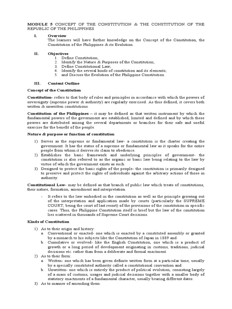 Module 5 Concept of The Constitution | PDF | Constitution ...