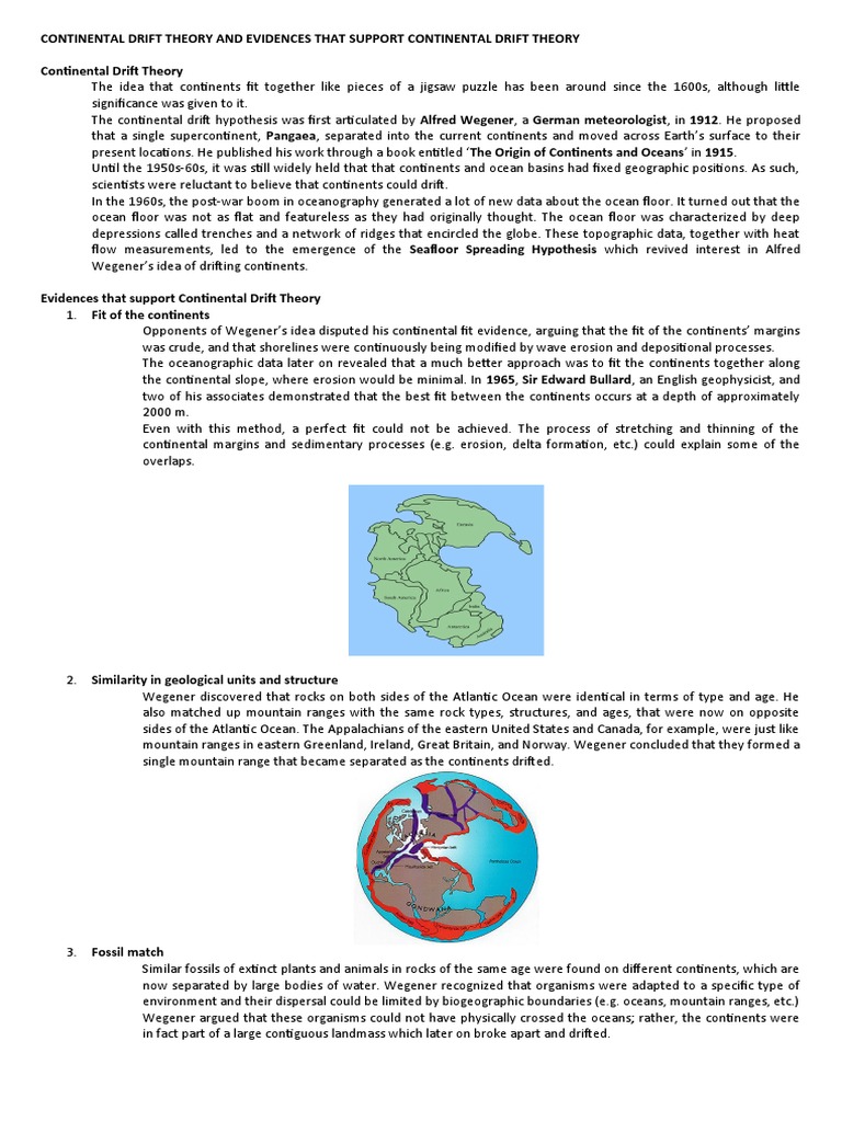 Continental Drift Theory and Evidences That Support Continental Drift ...