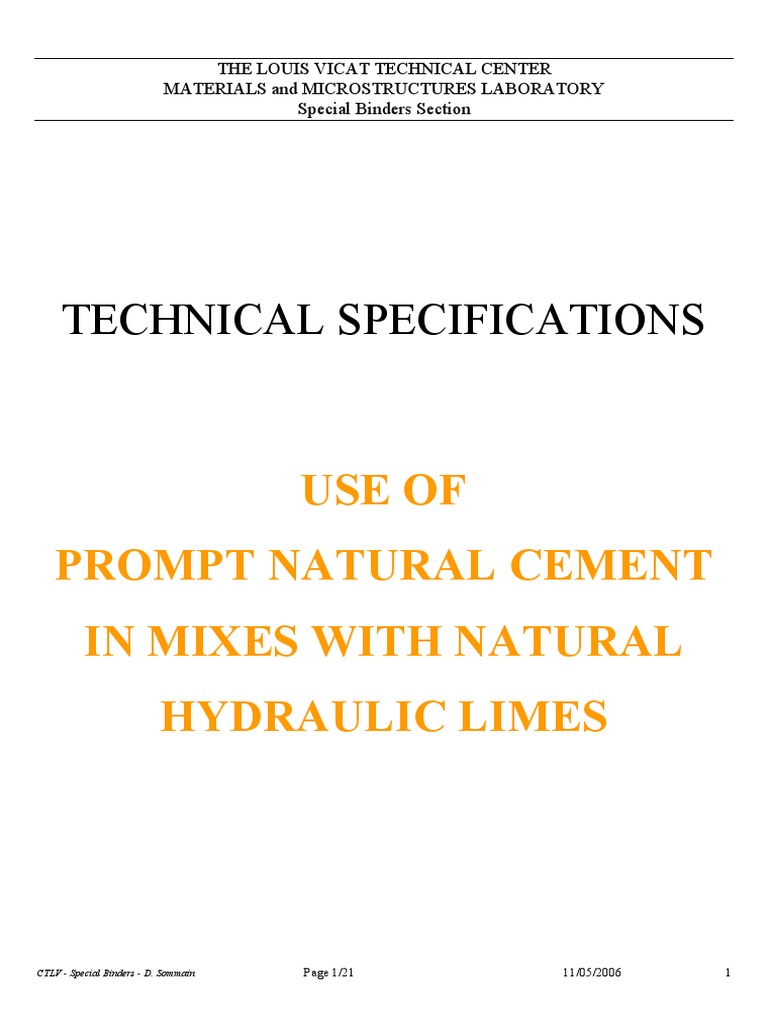 Vicat-Tech Spec Prompt NHL | PDF | Cement | Mortar (Masonry)