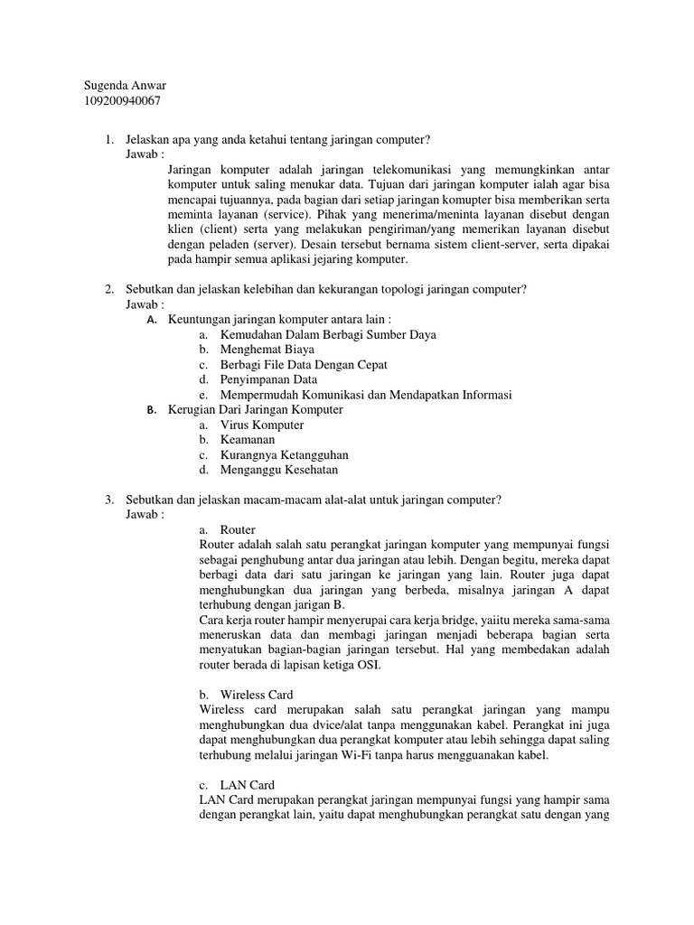 UTS - Jarkom - Sugenda Anwar - SI - sm5 | PDF