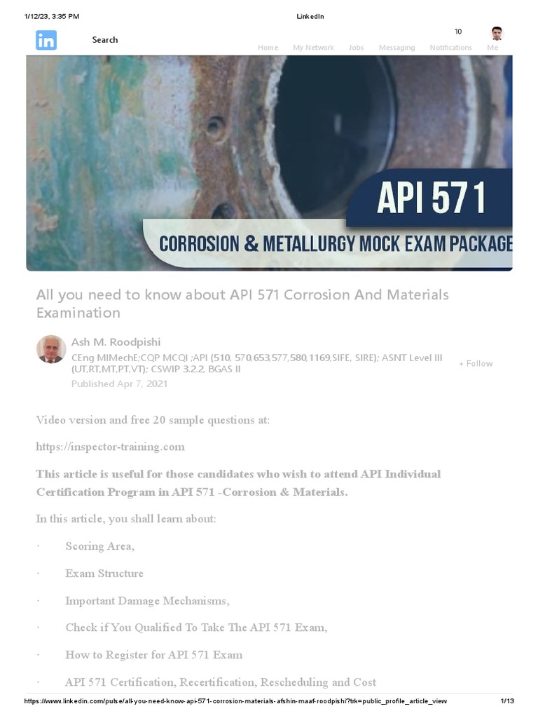 All You Need To Know About API 571 Corrosion and Materials | PDF | Test ...