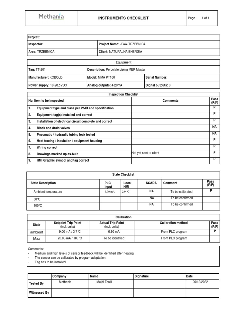 TT-201 Inspection Checklist Summary | PDF | Programmable Logic ...
