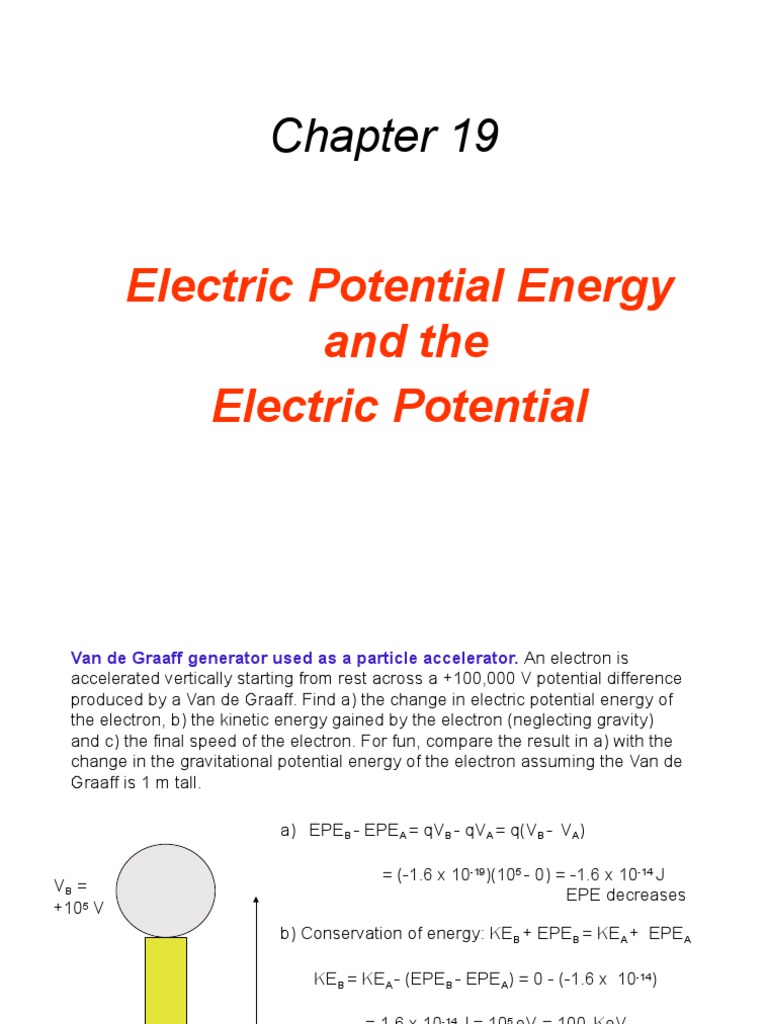 Van de Graaff Electric Potential Energy and Electric Potentials | PDF ...