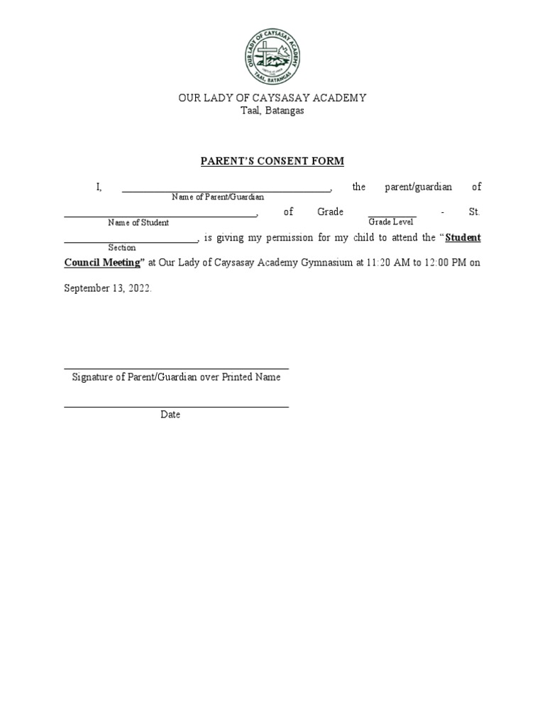 Parents Consent Form | PDF