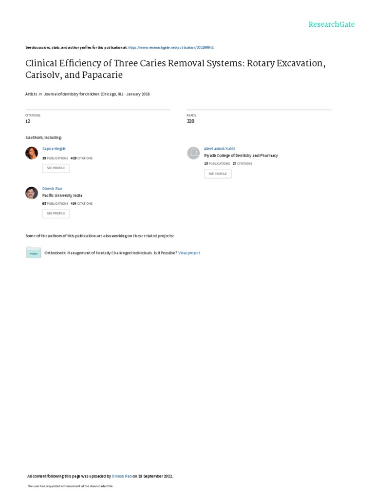 Clinical Efficiency of Three Caries Removal Systems: Rotary Excavation ...