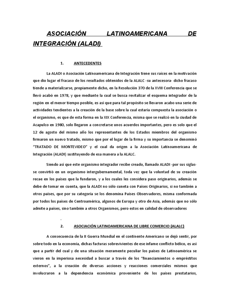 ALADI | PDF | America latina | Relaciones Internacionales