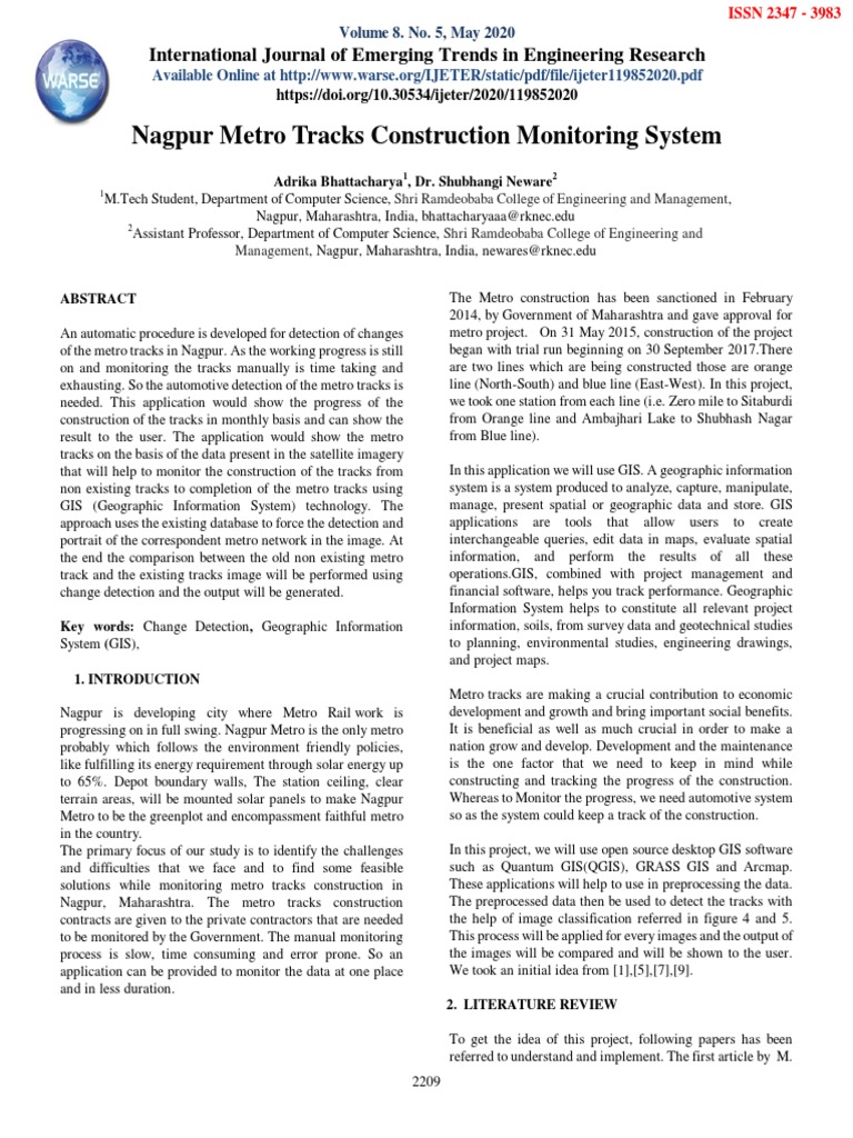 Nagpur Metro Tracks Construction Monitor | PDF | Geographic Information ...