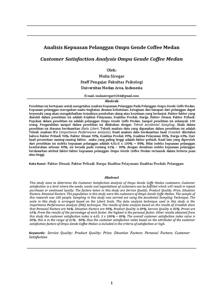 Kepuasan Pelanggan Ompu Gende | PDF | Bisnis