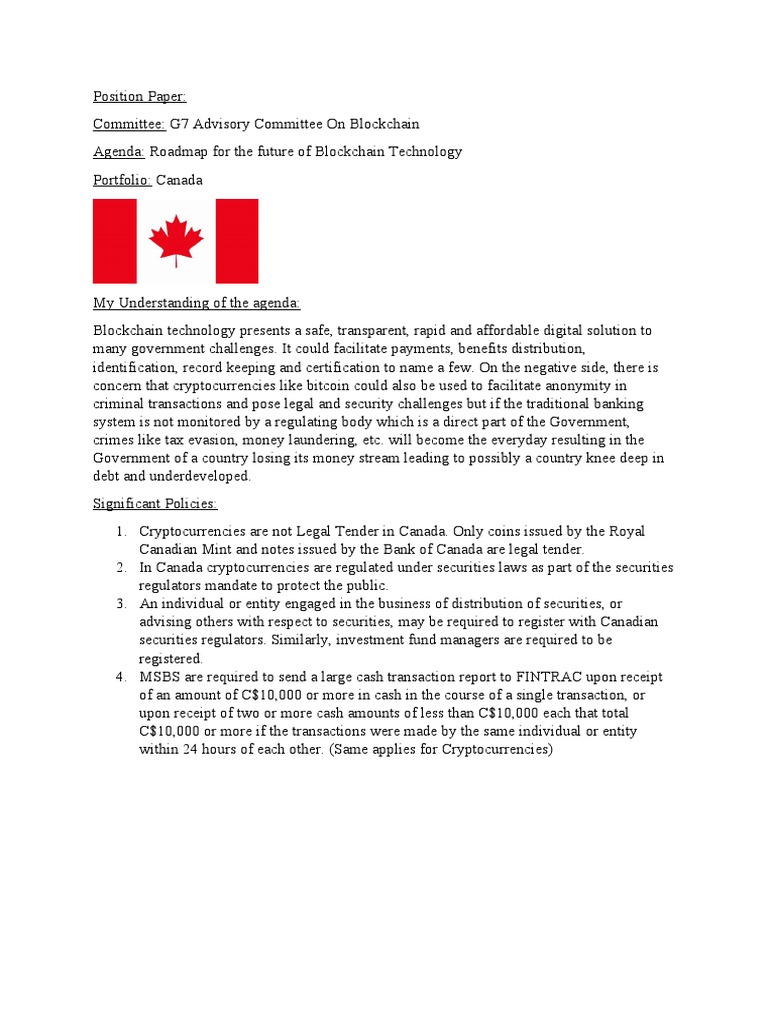 Canada G7 Position Paper | PDF | Cryptocurrency | Cash