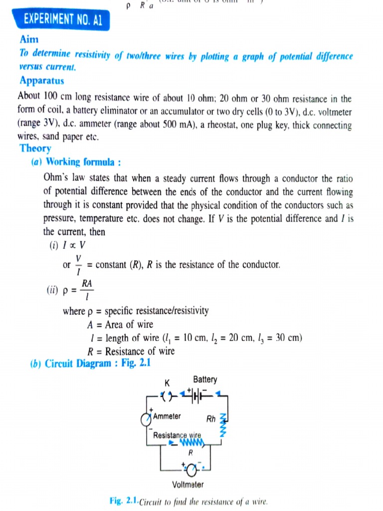 Class 12 Experiment 1 | PDF | Electrical Resistance And Conductance ...