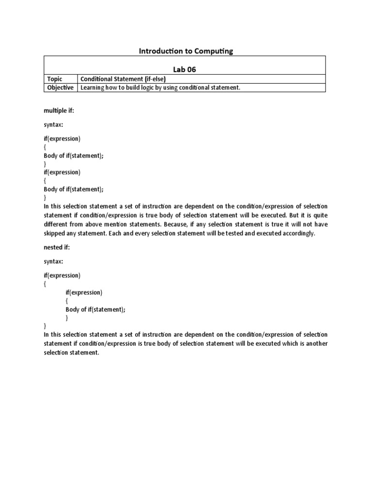 Lab Six Conditional Statments | PDF | Computer Science | Computing