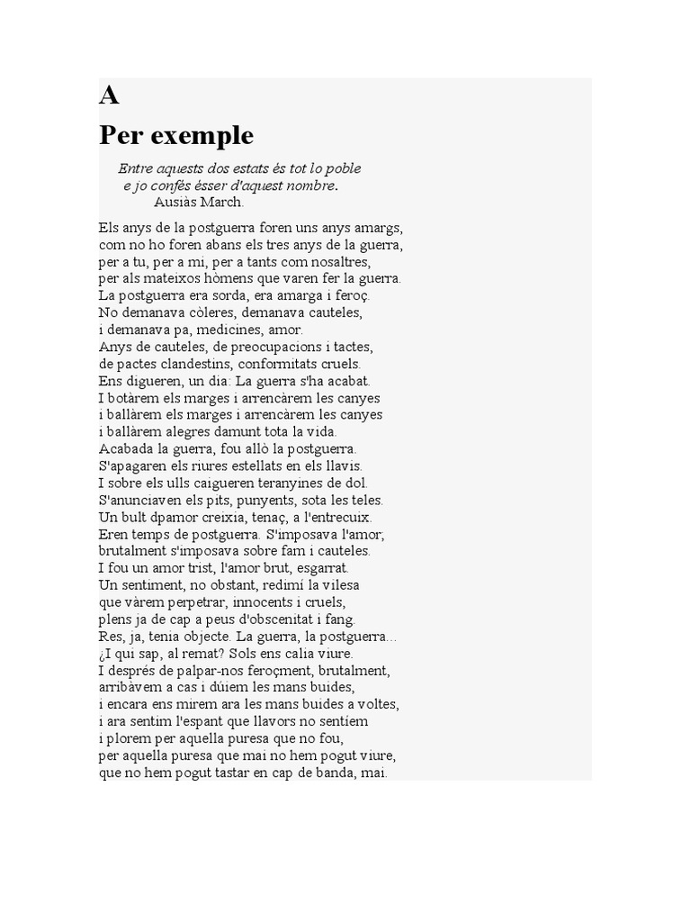 Poema Per Exemple | PDF