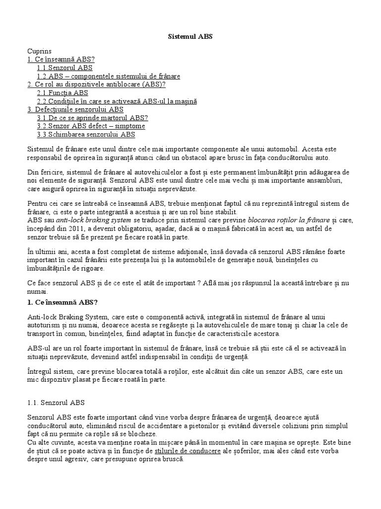 Sistemul ABS | PDF