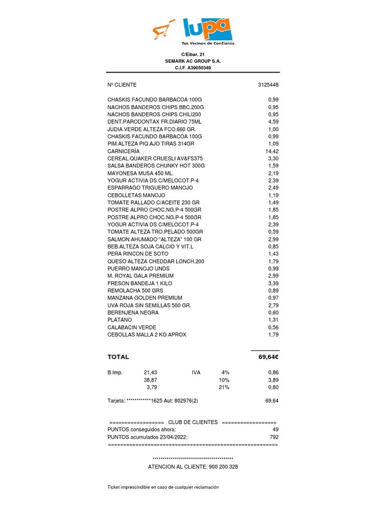 Ticket 35839839 | PDF | Alimentos
