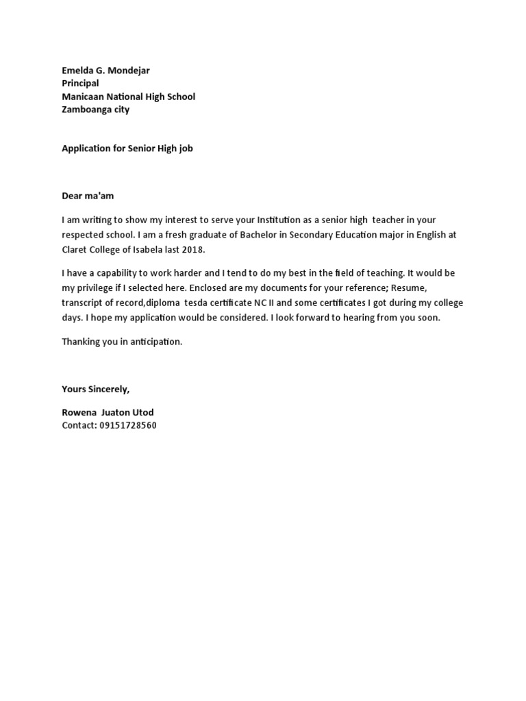 Application Letter | PDF