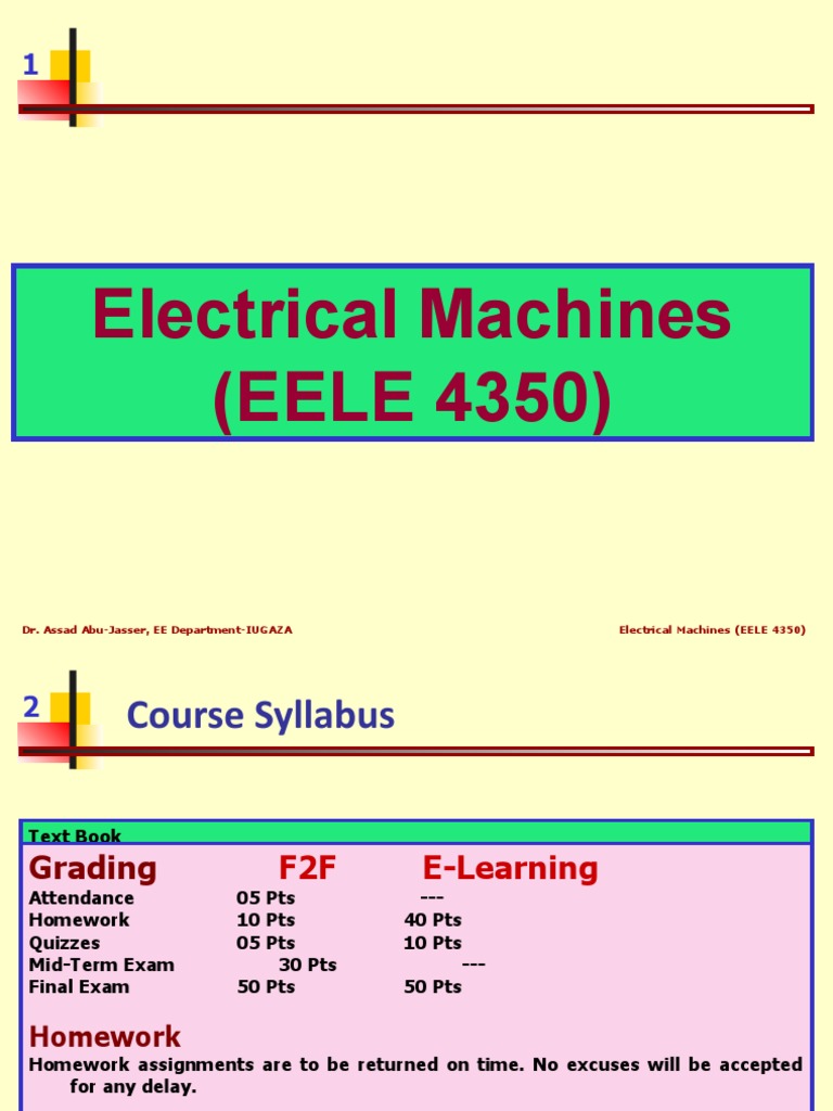 Electrical Machines Syllabus | PDF | Electric Motor | Electric Generator