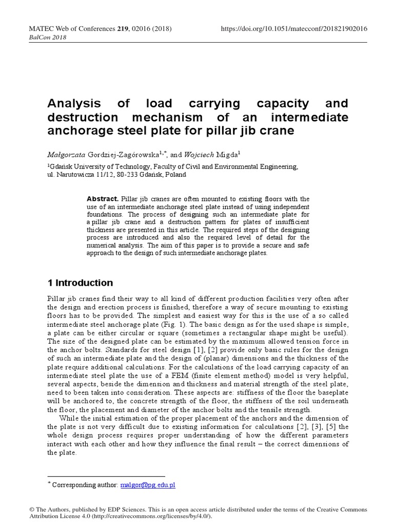 Analysis of Load Carrying Capacity and Destruction | PDF