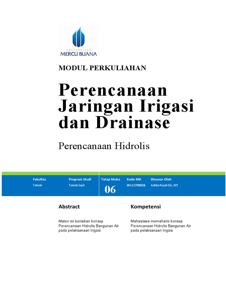 Modul Perencanaan Jaringan Irigasi Dan Drainase (TM6) | PDF
