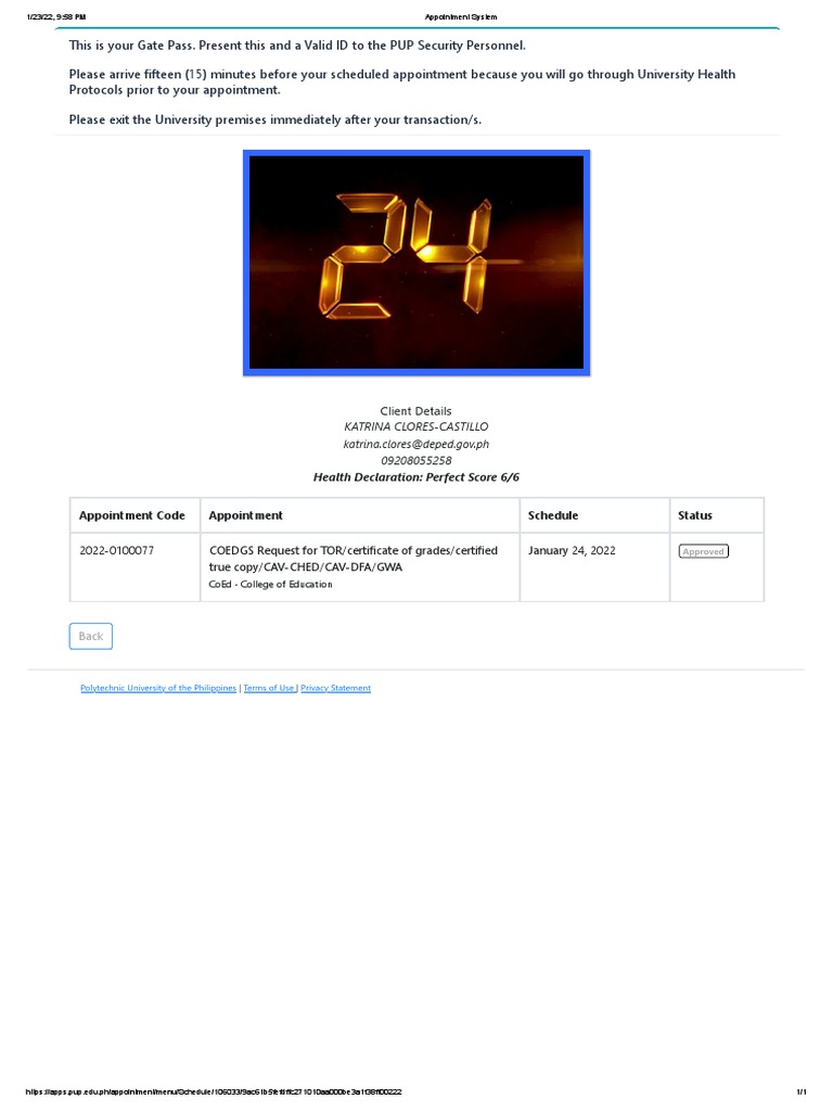 Appointment System - PUP | PDF