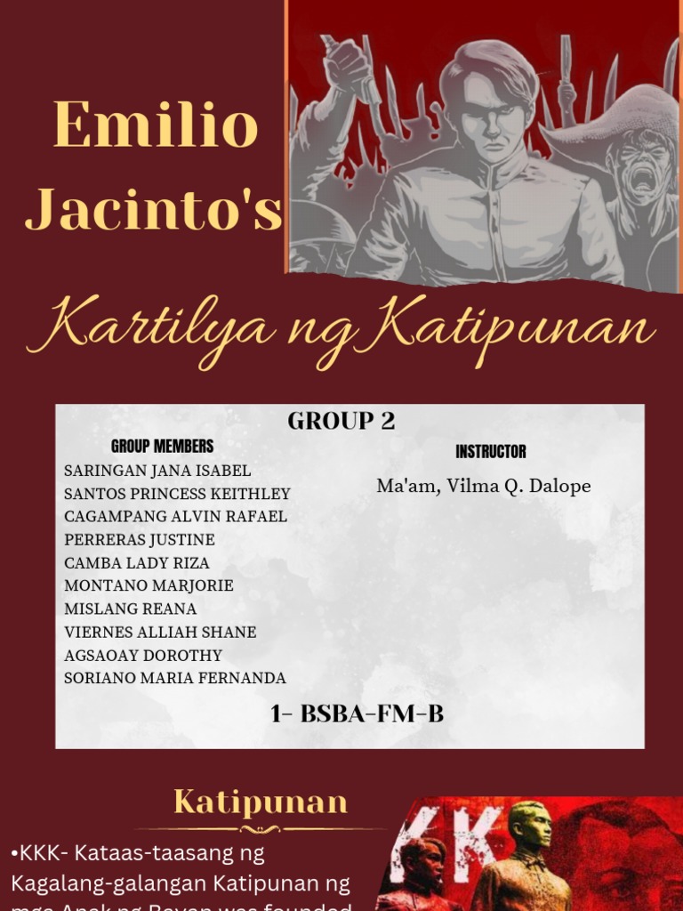 Group 2 1-Bsba-Fm-B Emilio Jacinto's Kartilya NG Katipunan | PDF | Philippines