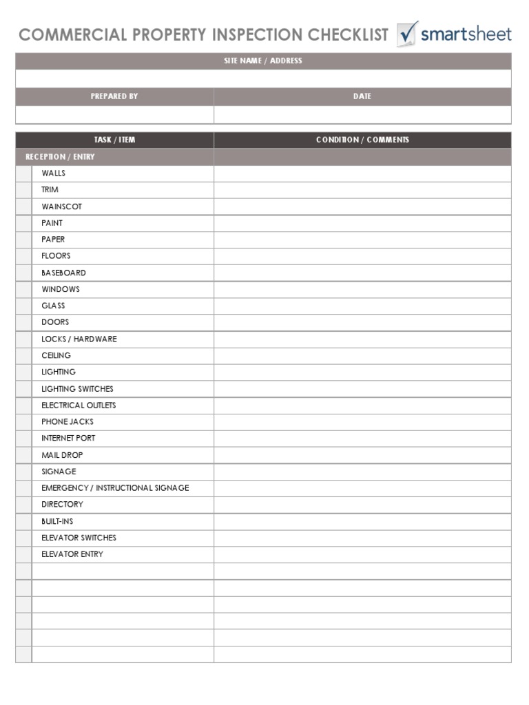 IC Property Management Commerical Property Inspection Checklist ...