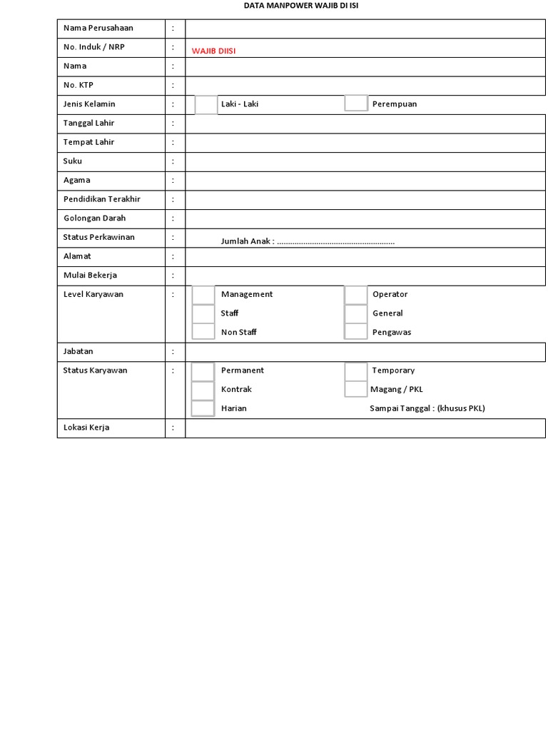 Form Manpower Isi | PDF