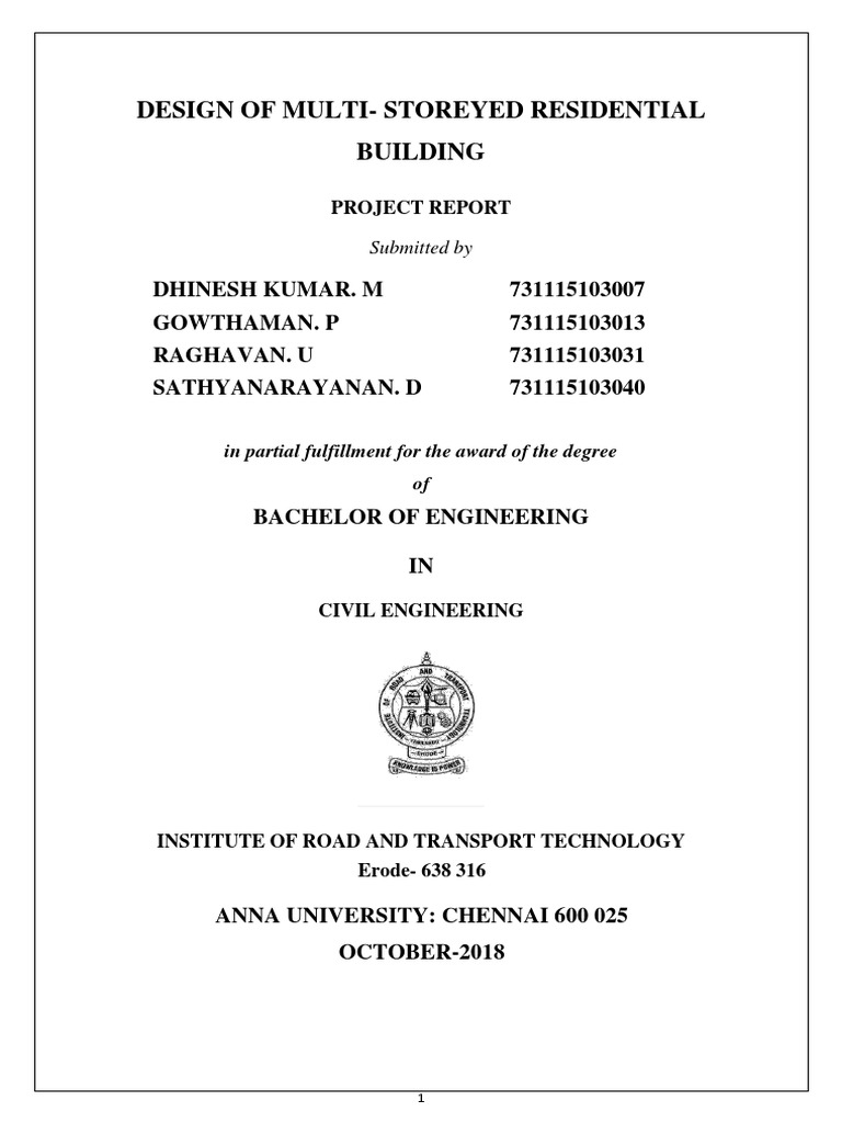 Design of Multi-Storeyed Residential Building | PDF | Beam (Structure) | Stairs