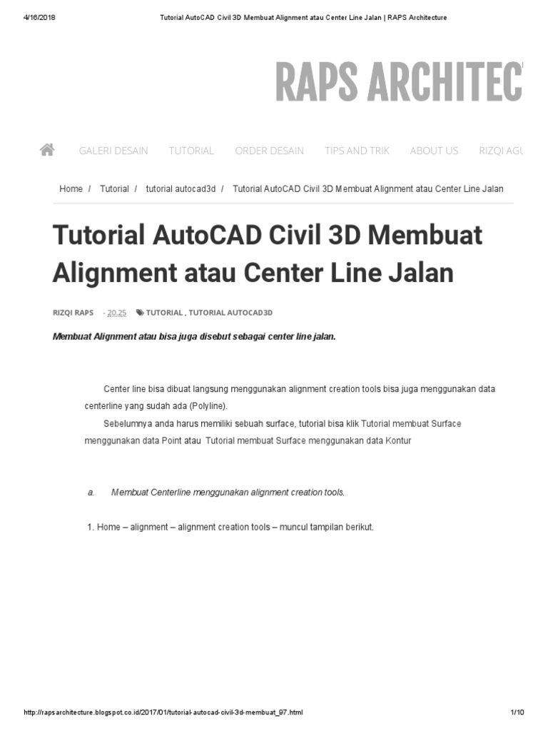 Tutorial AutoCAD Civil 3D Membuat Alignment Atau Center Line Jalan ...