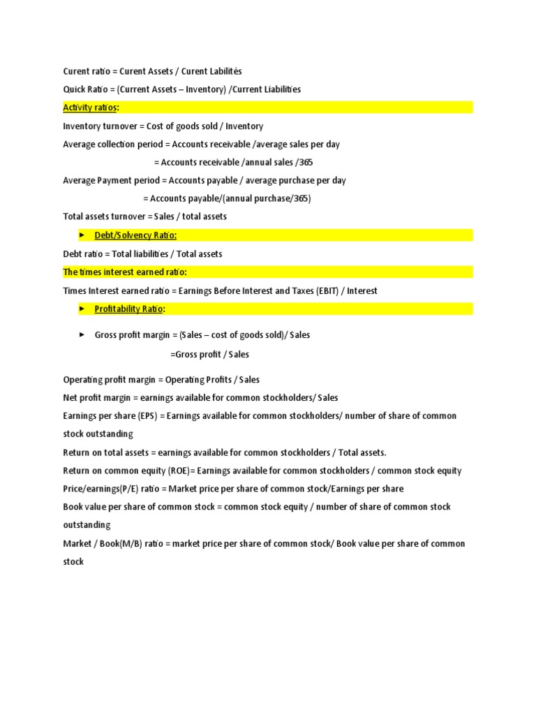 Formula For Ratio | PDF