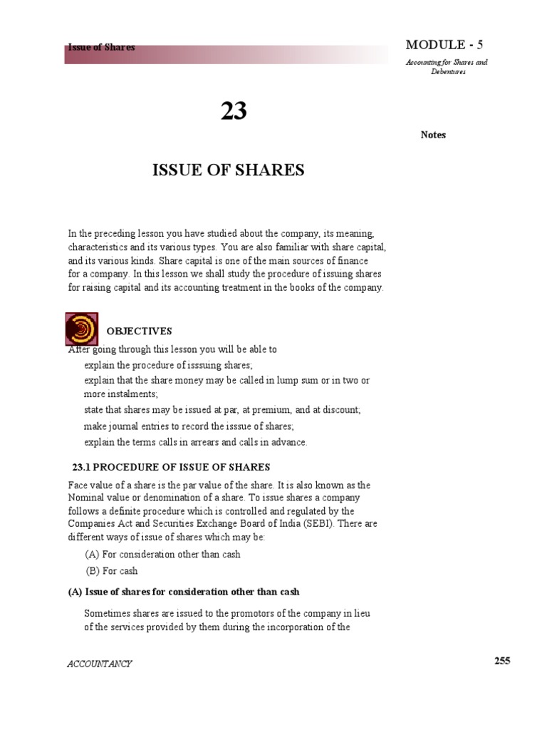 Issue of Shares | PDF | Debits And Credits | Money