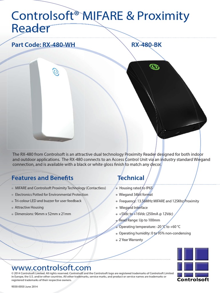 Controlsoft Prox Mullion Reader RX 480 | PDF | Computers