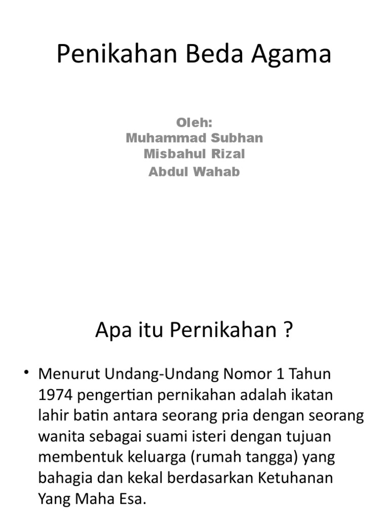 Pernikahan Beda Agama: Hukum dan Panduan | PDF