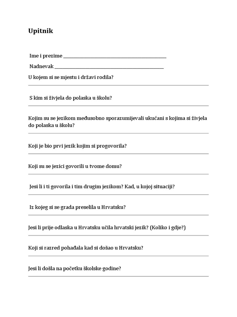 Upitnik | PDF