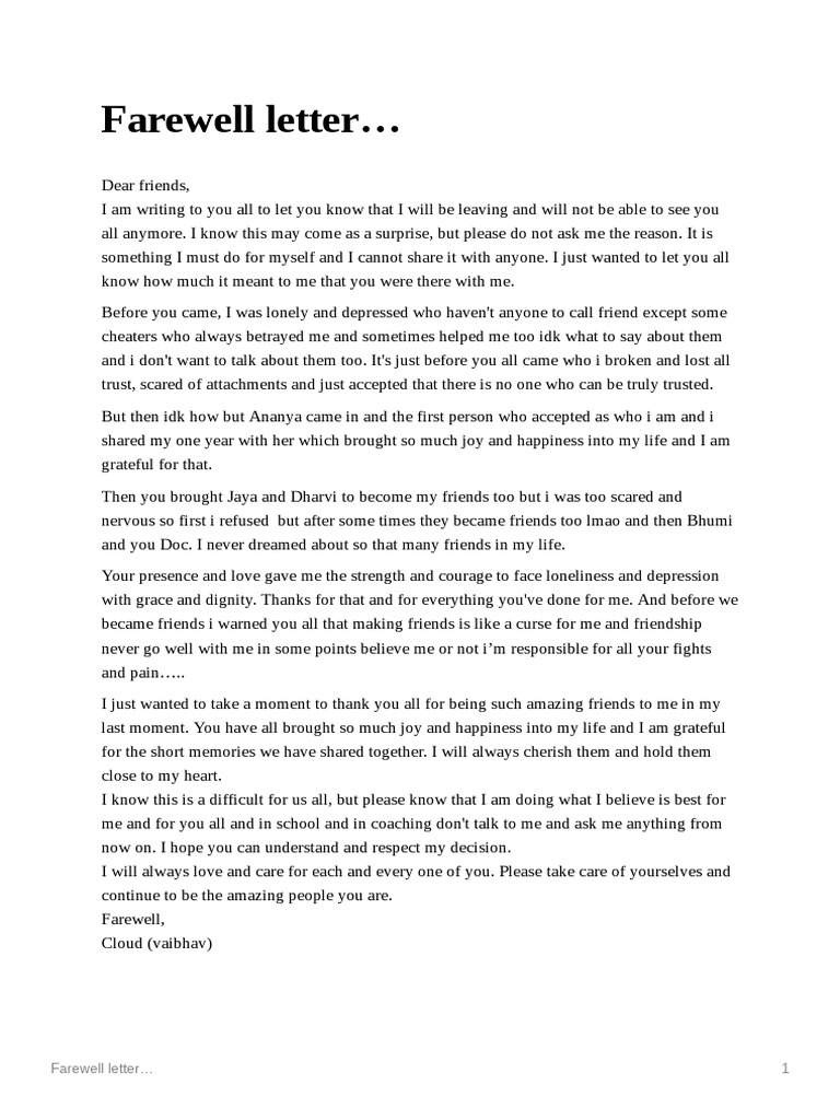 Farewell Letter | PDF